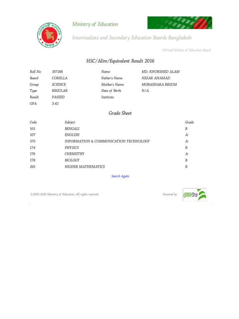 Education Board Bangladesh | PDF