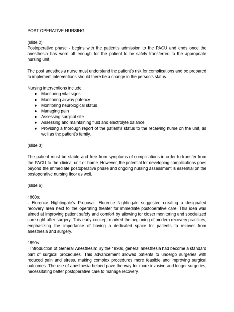 Chapter 15 - Postoperative Nursing | PDF | Surgery | Anesthesia