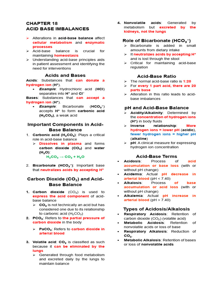 Acid-Base Imbalances Overview | PDF | Shock (Circulatory) | Vasodilation