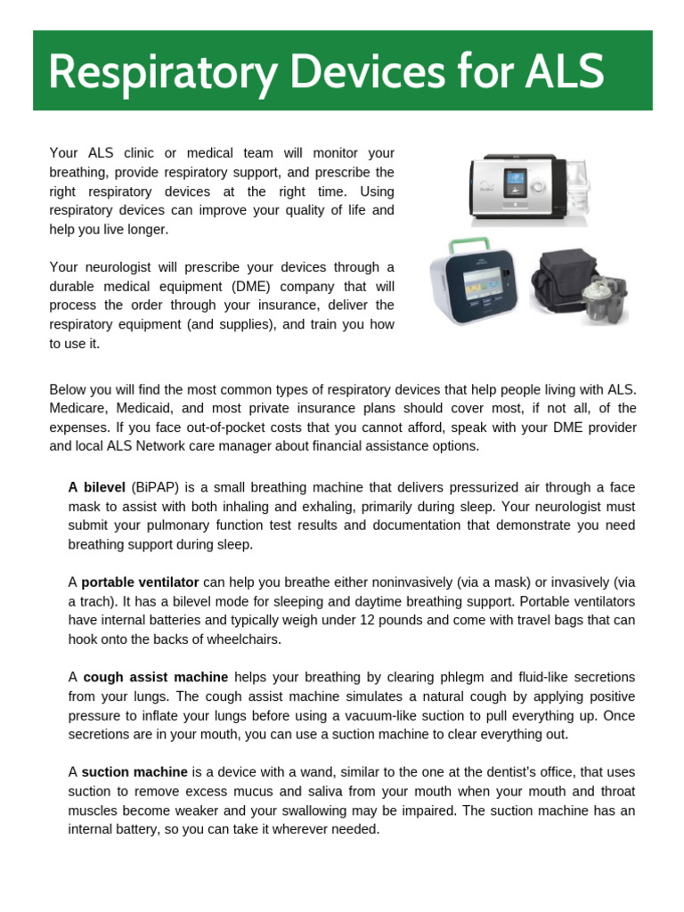 Respiratory Devices For ALS ALS Network | PDF | Respiratory System ...