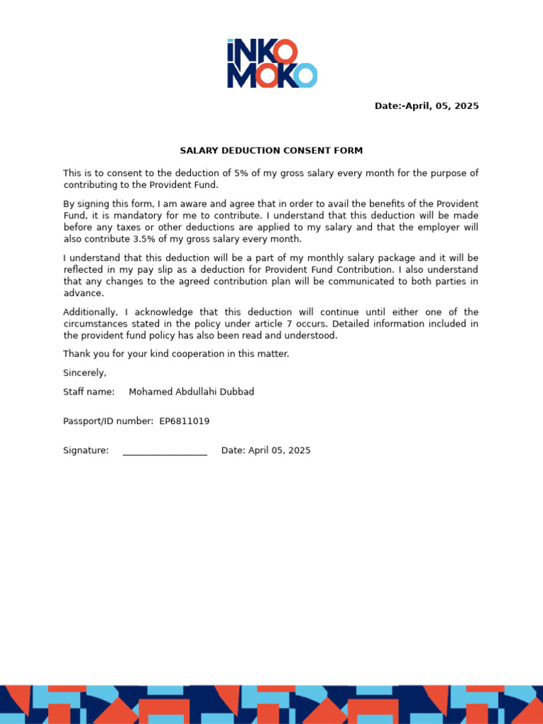 PF Consent Form-Dubbad | PDF