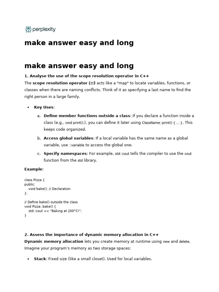 Make Answer Easy and Long | PDF | Scope (Computer Science) | Systems ...