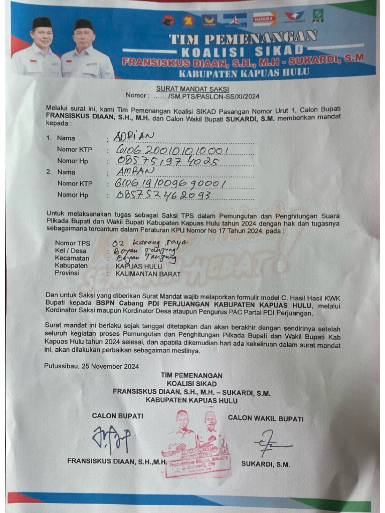 Surat Mandat Saksi 2 | PDF