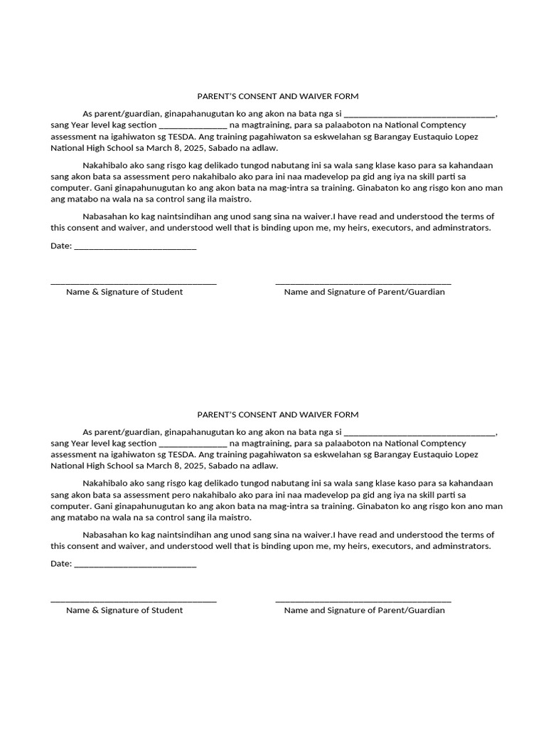 Parents Waiver | PDF