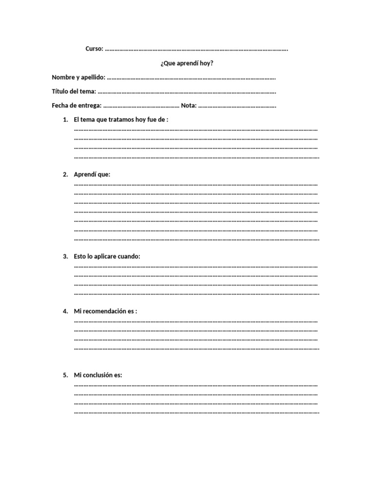 Que Aprendi Hoy | PDF
