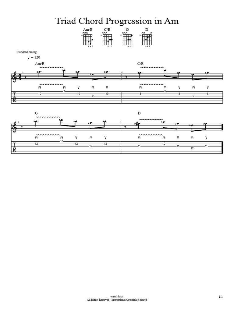 Triad Chord Progressiom Am, C, G, E | PDF