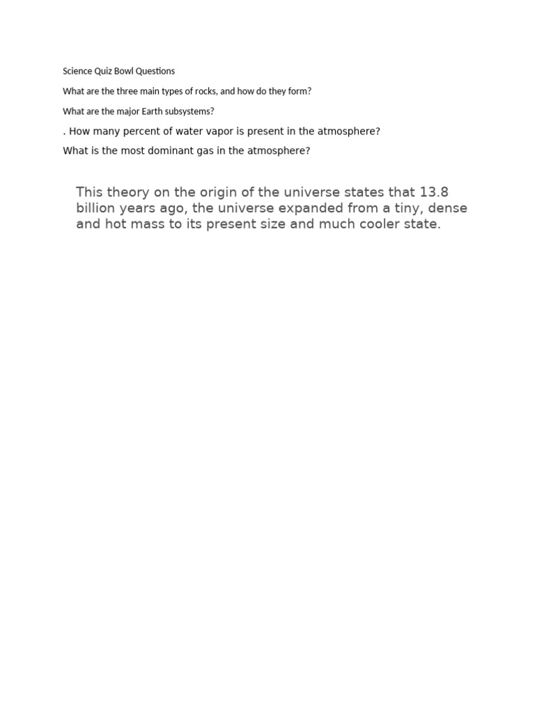 Science Bowl Quiz Questions PDF | PDF