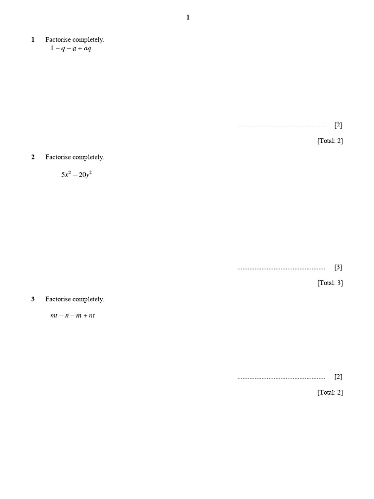 Y11 Algebra Test 1 Revision Pack 1 | PDF | Equations | Area