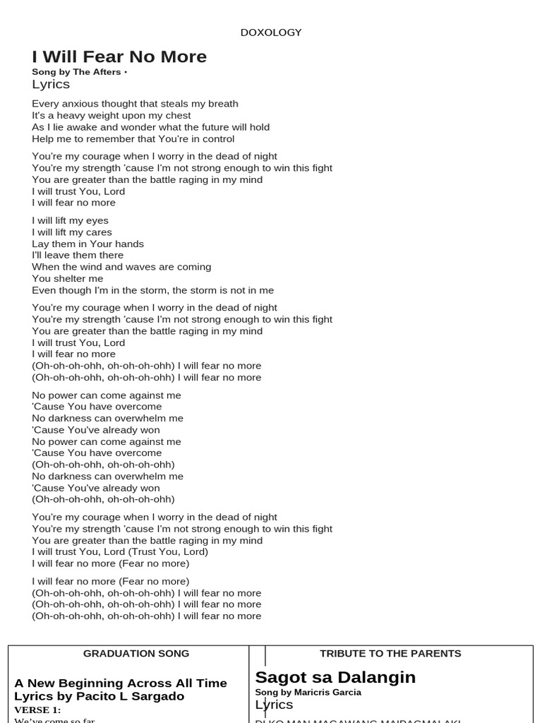 Graduation Song: A New Beginning Lyrics | PDF