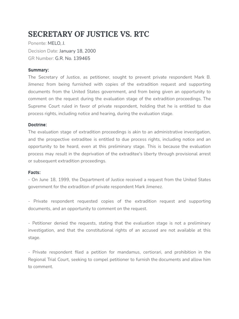 Due Process Cases Consti | PDF | Standing (Law) | Bail
