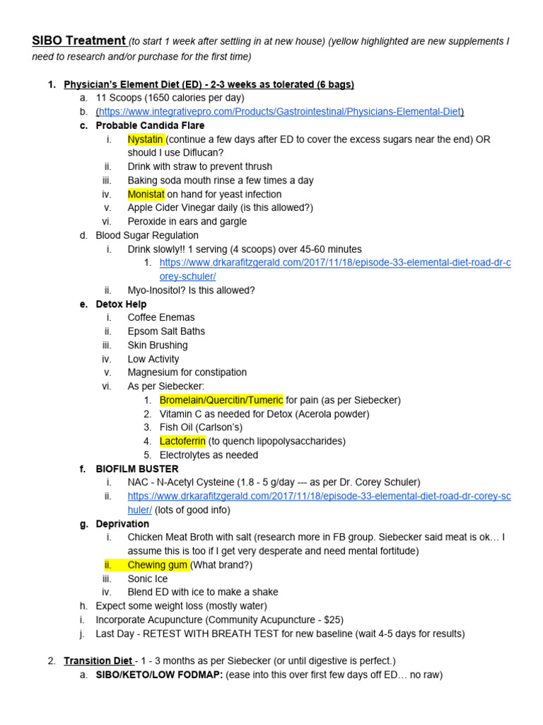 SIBO Treatment Plan - 2018 | PDF