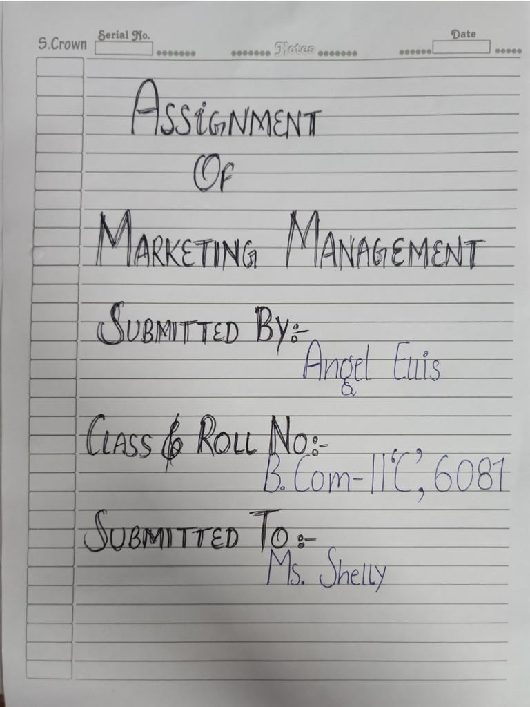 ASSIGNMENT of Marketing Management by Angel Ellis Roll No. 6081 | PDF