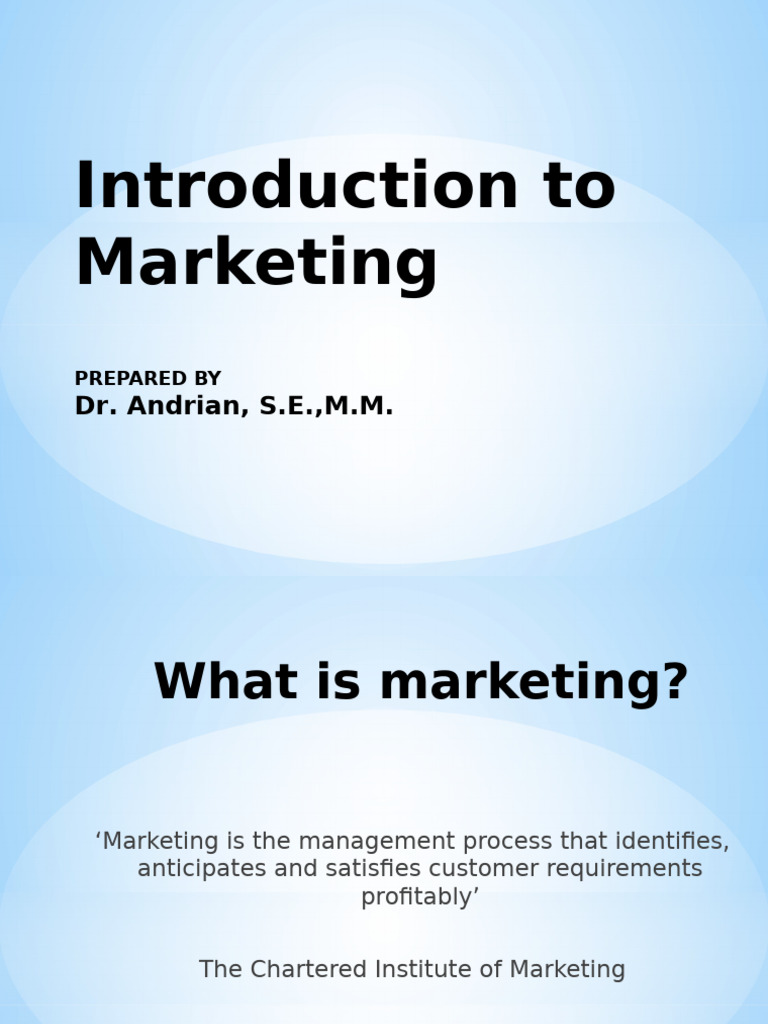 Introduction to Marketing Concepts | PDF | Marketing | Market (Economics)