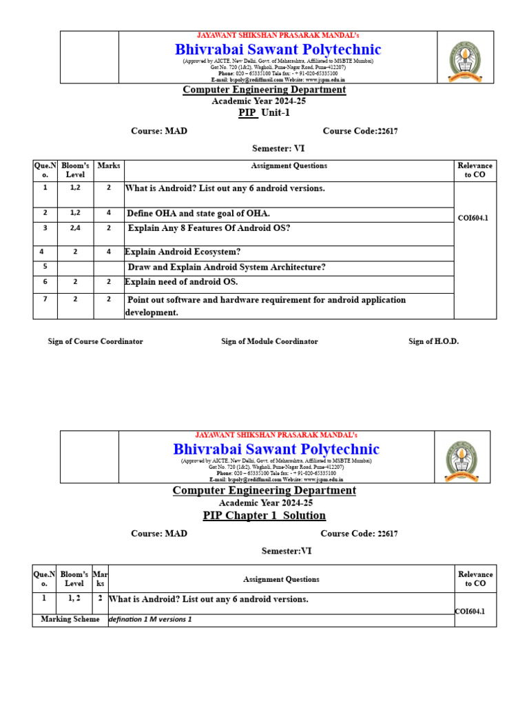MAD Unit-1 PIP | PDF | Android (Operating System) | Java (Programming ...