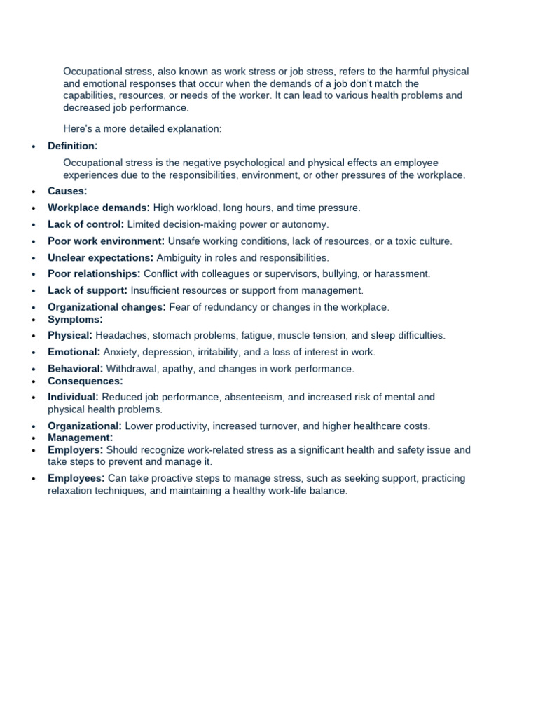 Understanding Occupational Stress | PDF