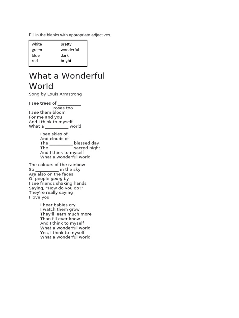 UNIT 3 - L - What A Wonderful World | PDF