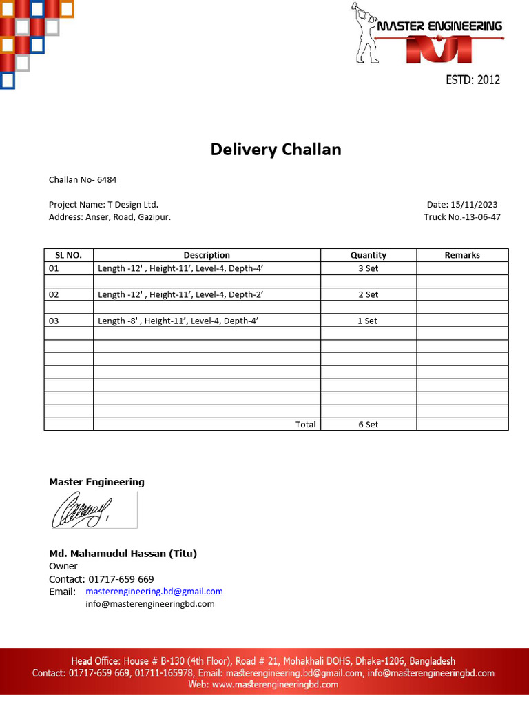 Challan With Pad | PDF