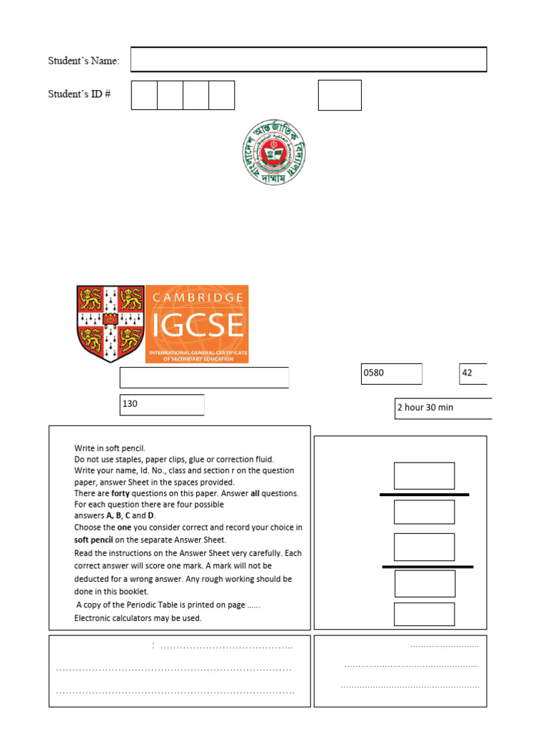 Igcse Mock QP-P4 - Dec - 2023 | PDF | Schools | Vocational Education
