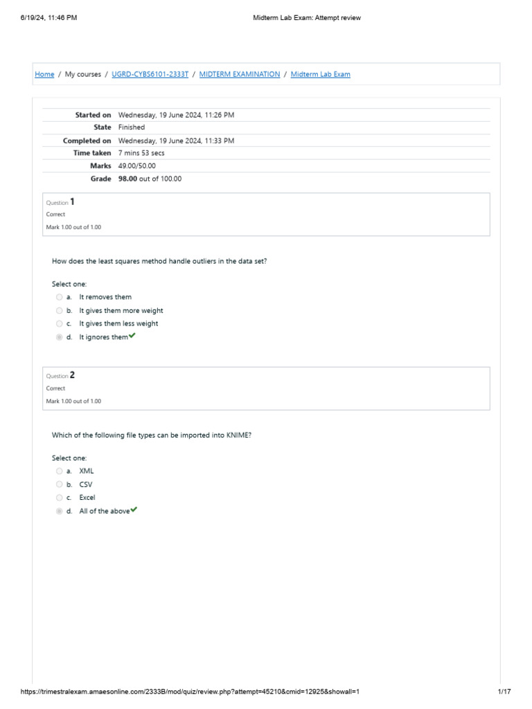 Midterm Lab Exam - Attempt Review | PDF | Cluster Analysis | Machine Learning
