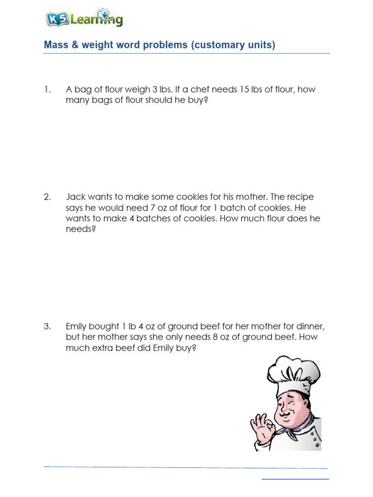 Grade 4 Mass Word Problems A | PDF