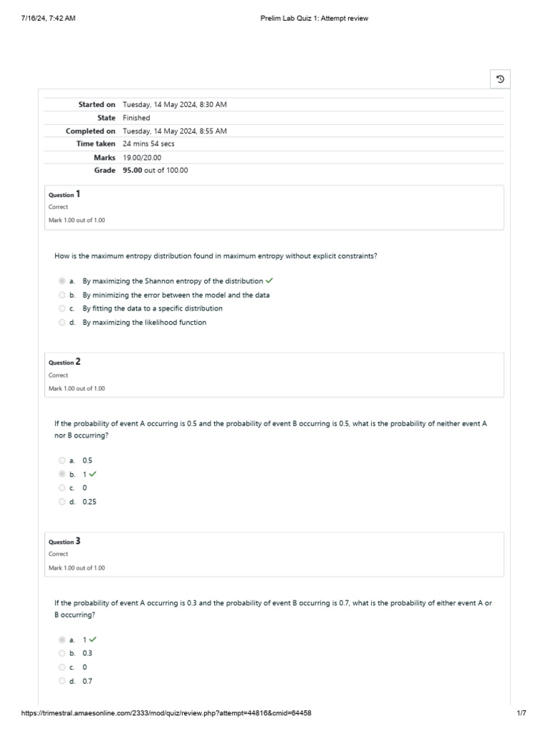 Prelim Lab Quiz 1 - Attempt Review | PDF | Algorithms And Data Structures | Theoretical Computer ...
