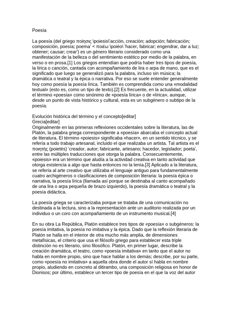 Definición de poesía y su historia | PDF | Poesía | Escritura