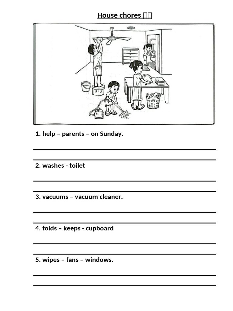 Grade 1 Household Chores Worksheet | PDF