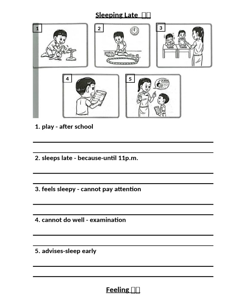 Making Sentences-Sleeping Late 迟睡 & Feeling 感受 | PDF