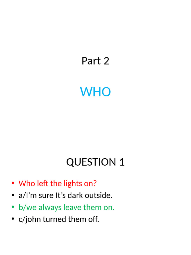 Who Questions and Answers Quiz | PDF