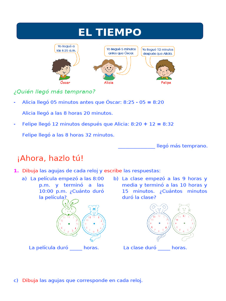 El-Tiempo-para-Tercer-Grado-de-Primaria | PDF