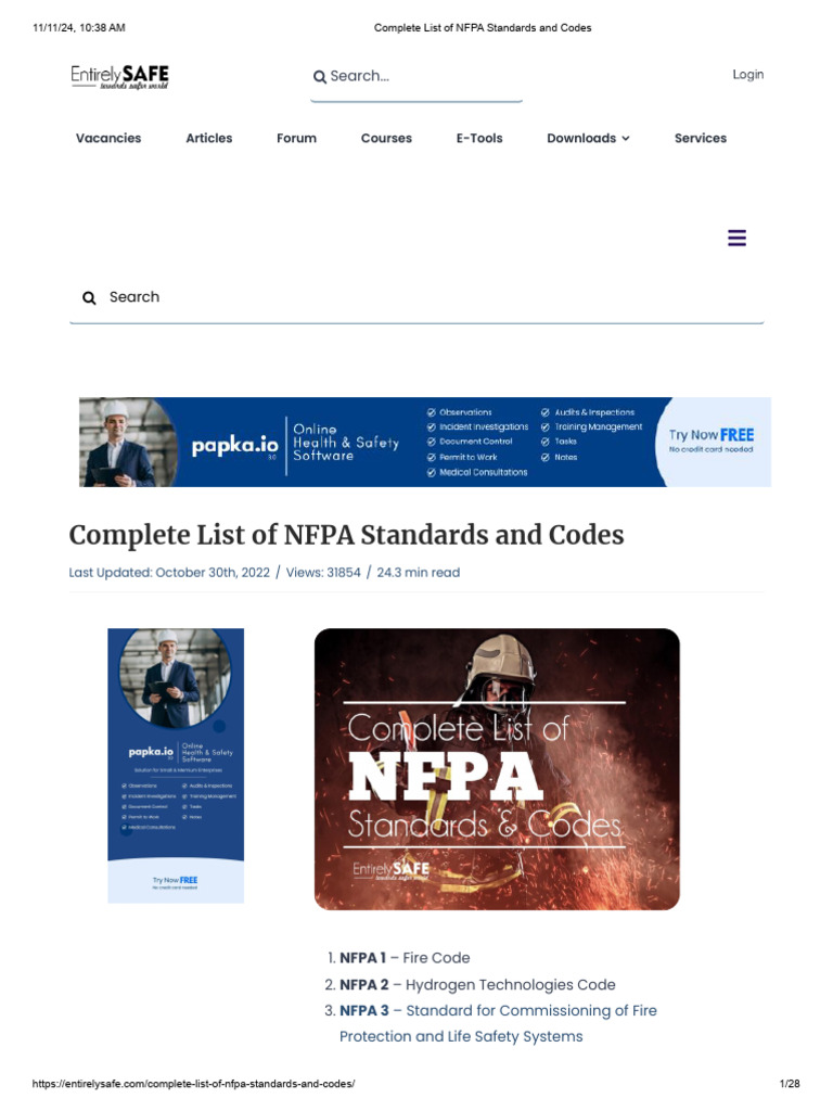 Complete List of NFPA Standards and Codes | PDF | Fires | Firefighting