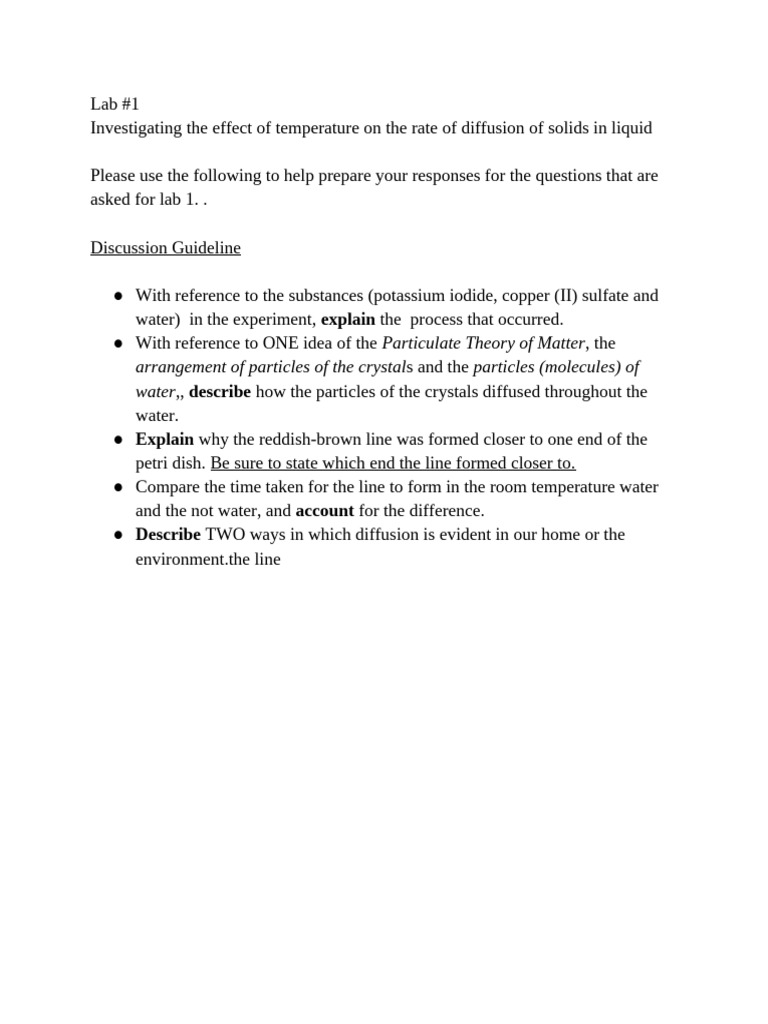 Grade 10 Lab 1 Discussion | PDF