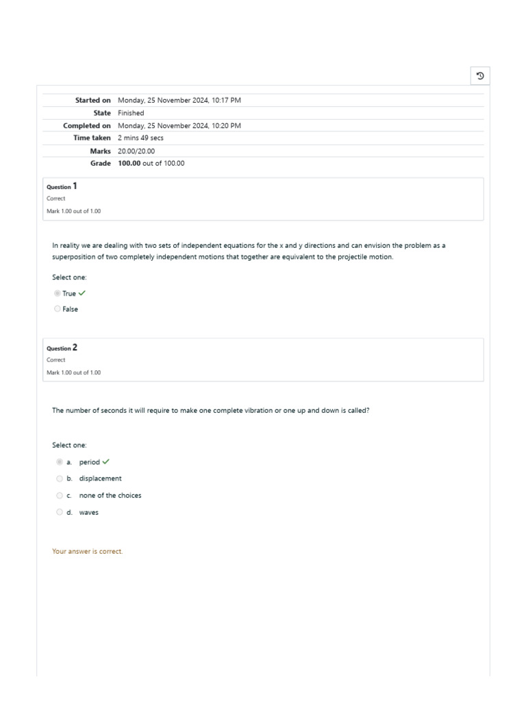 Physics Quiz: Projectile Motion & SHM | PDF | Classical Mechanics ...