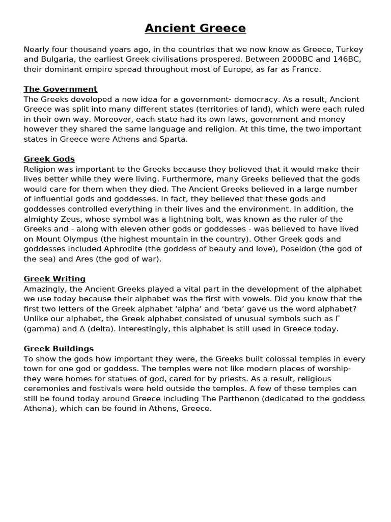 Overview of Ancient Greece Civilization | PDF