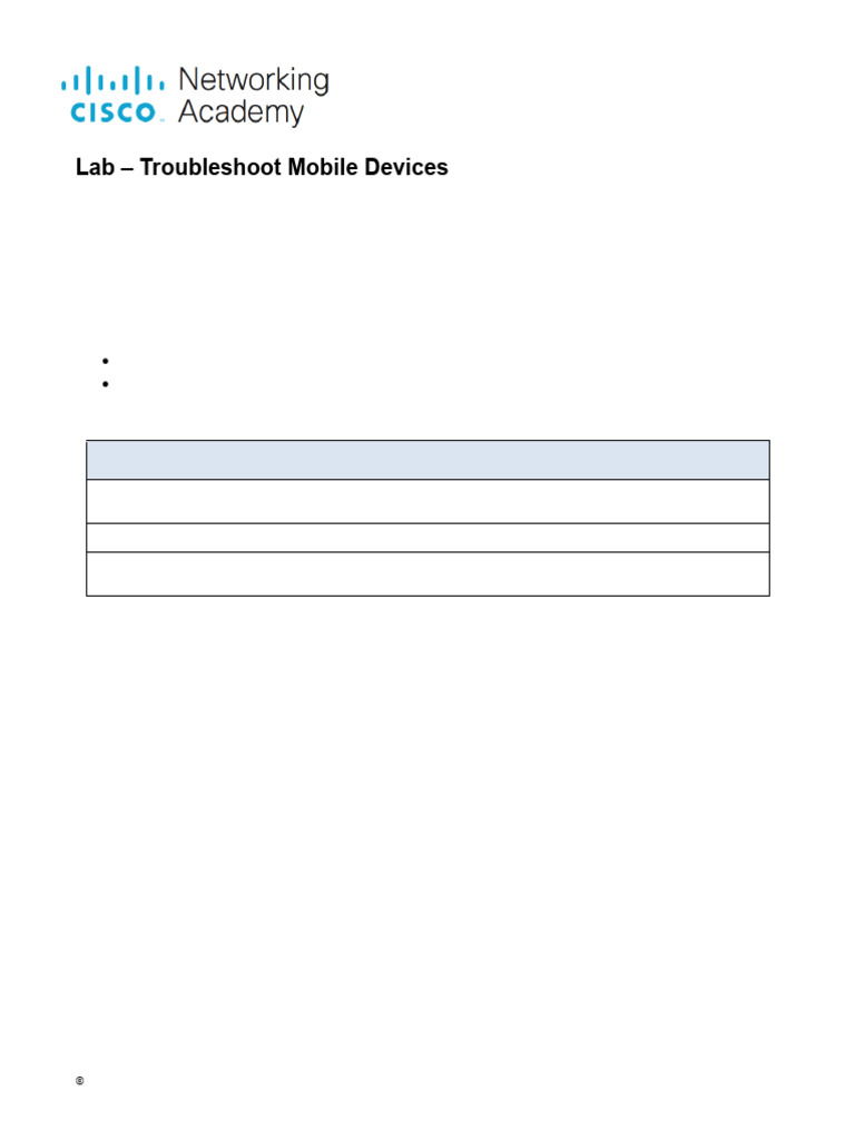 Lab - Troubleshoot Mobile Devices: Solutions For Common Problems | PDF ...