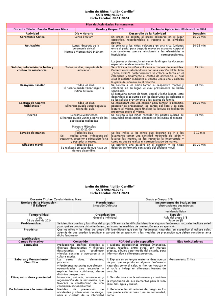 Planeación 8 Transversal Eclipse | PDF | Naturaleza