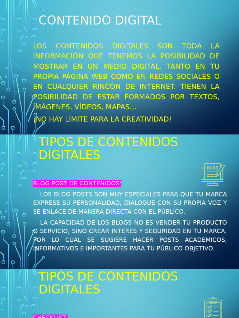 Tipos de Contenido Digital en Internet | PDF | Podcast | Blog