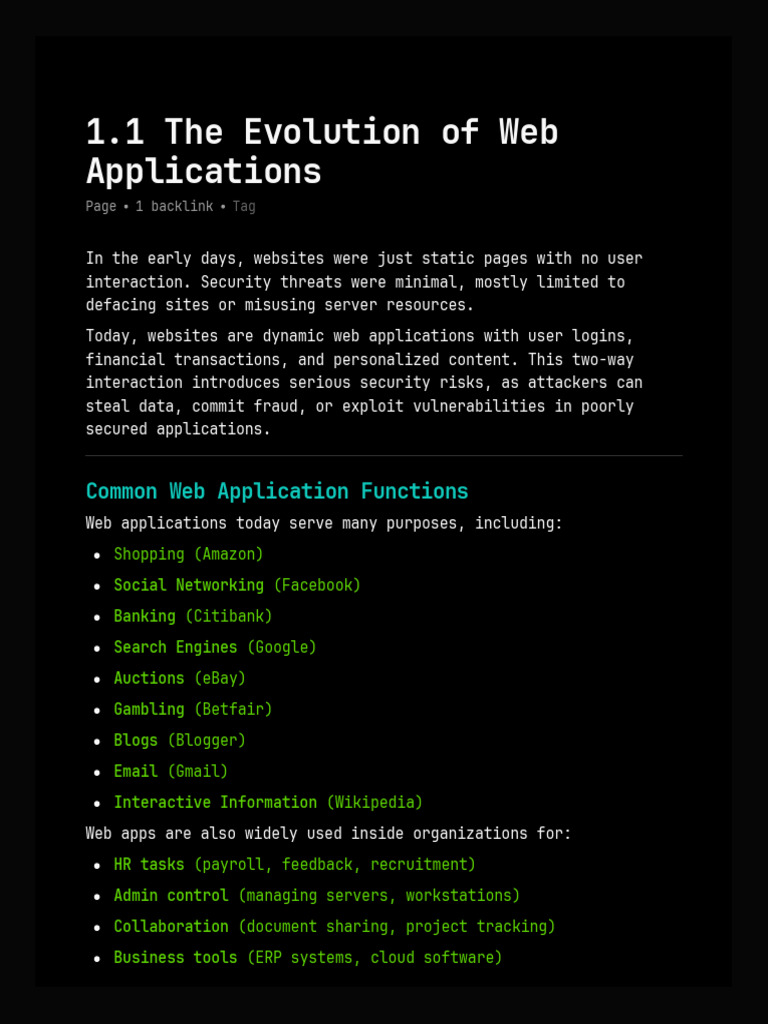 1.1 The Evolution of Web Applications | PDF | Security | Computer Security