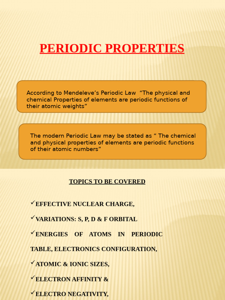 Periodic Properties of Atoms Explained | PDF | Atomic Orbital ...