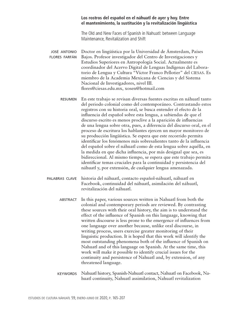 Influencia del español en el náhuatl | PDF | Náhuatl | Lengua española