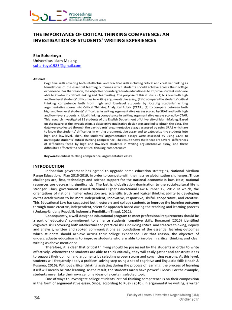 Writing Skills-Critical Thingking | PDF | Critical Thinking | Thought