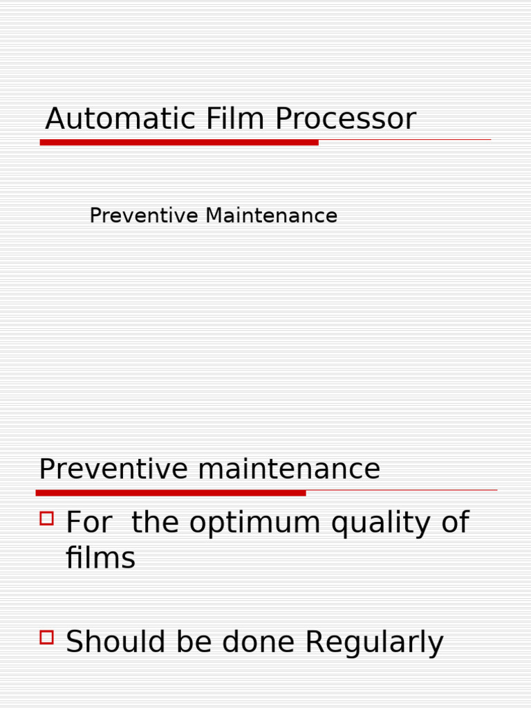 Automatic Film Processor Maintenance Guide | PDF | Pump | Bearing ...