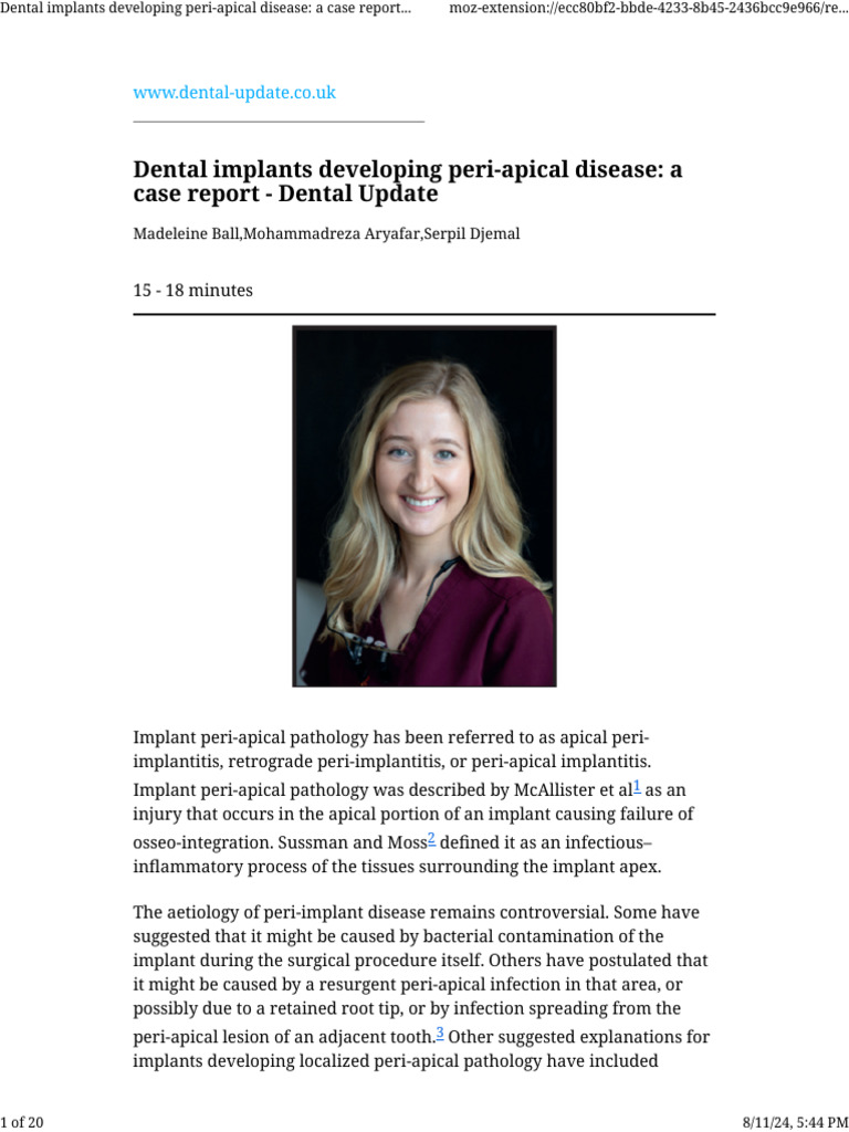 Dental Implants Developing Peri-Apical Disease_ a Case Report - Dental ...