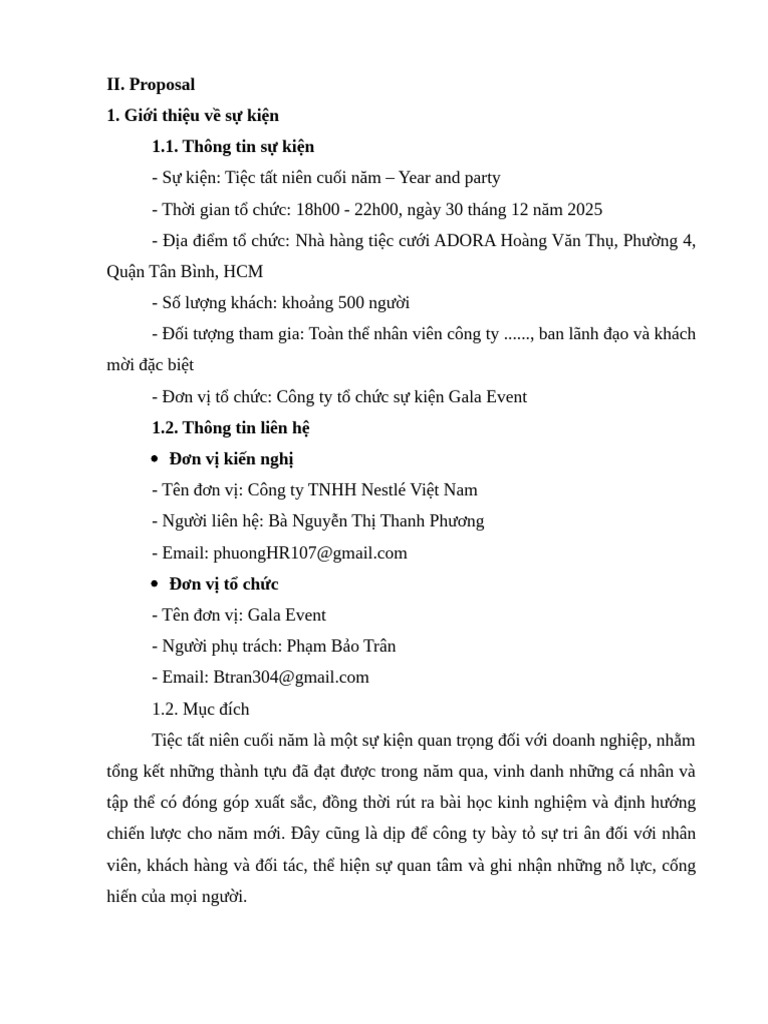 II, Proposal (tiểu luận) | PDF