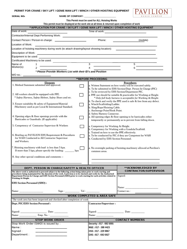 Form Wah-Skylift-Crane Pav Rev. Mar2017 | PDF | Crane (Machine) | Manufactured Goods