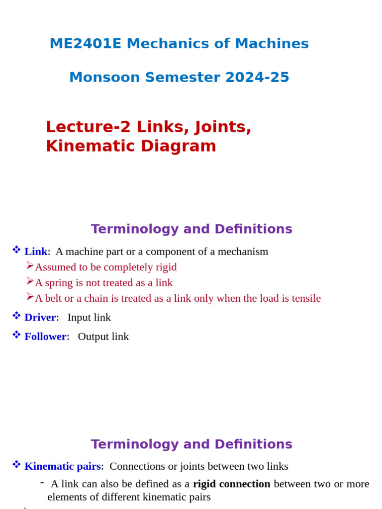 MOM - Lect - 2 - Kinematic Diagram | PDF | Classical Mechanics | Physics