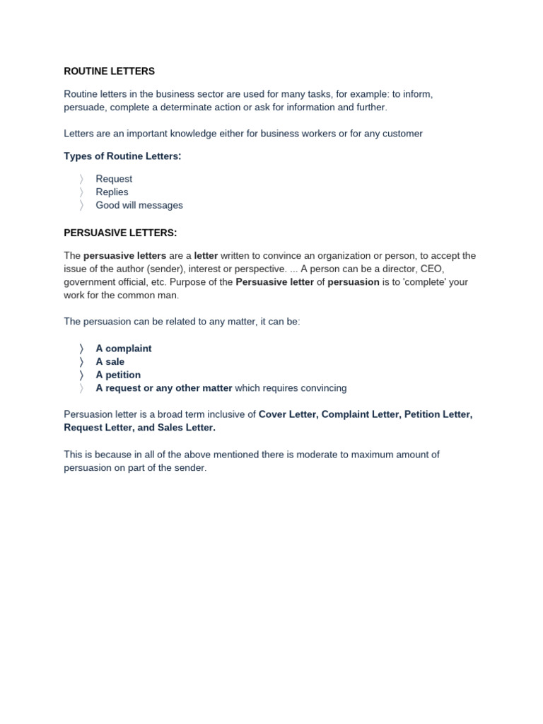 ROUTINE LETTERS | PDF