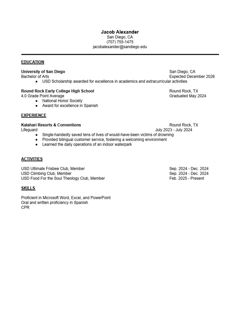 First-Year Resume | PDF