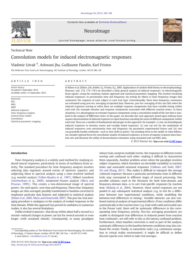 Convolution Models for EEG/MEG Analysis | PDF | Functional Magnetic ...
