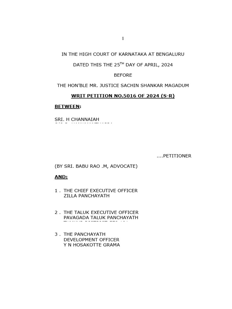 Case 14 Sri H Channaiah Vs Chief Executive Officer 543333 | PDF ...